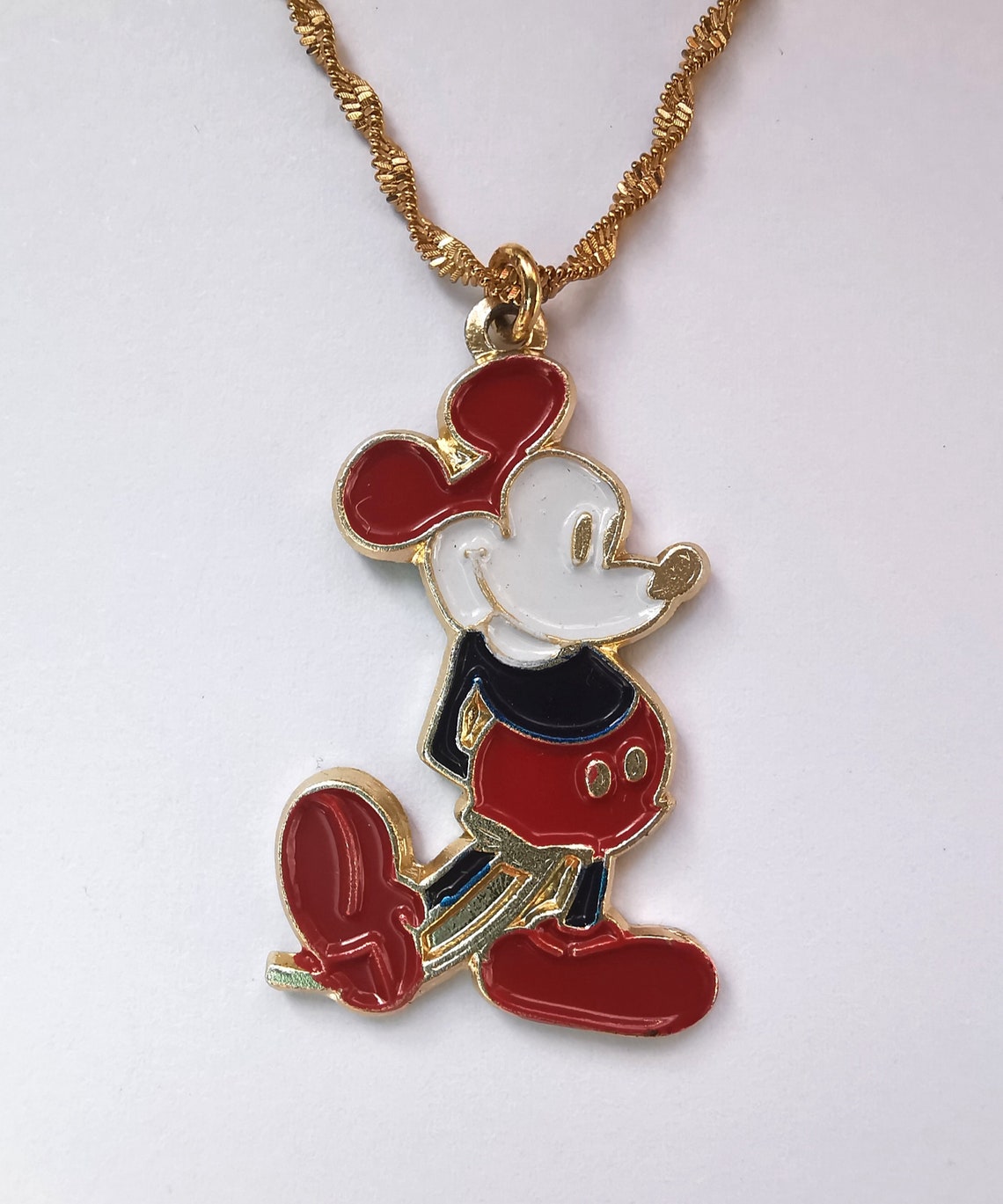 Mickey Mouse Vintage Metal Pendant Necklace Walt Disney - Etsy