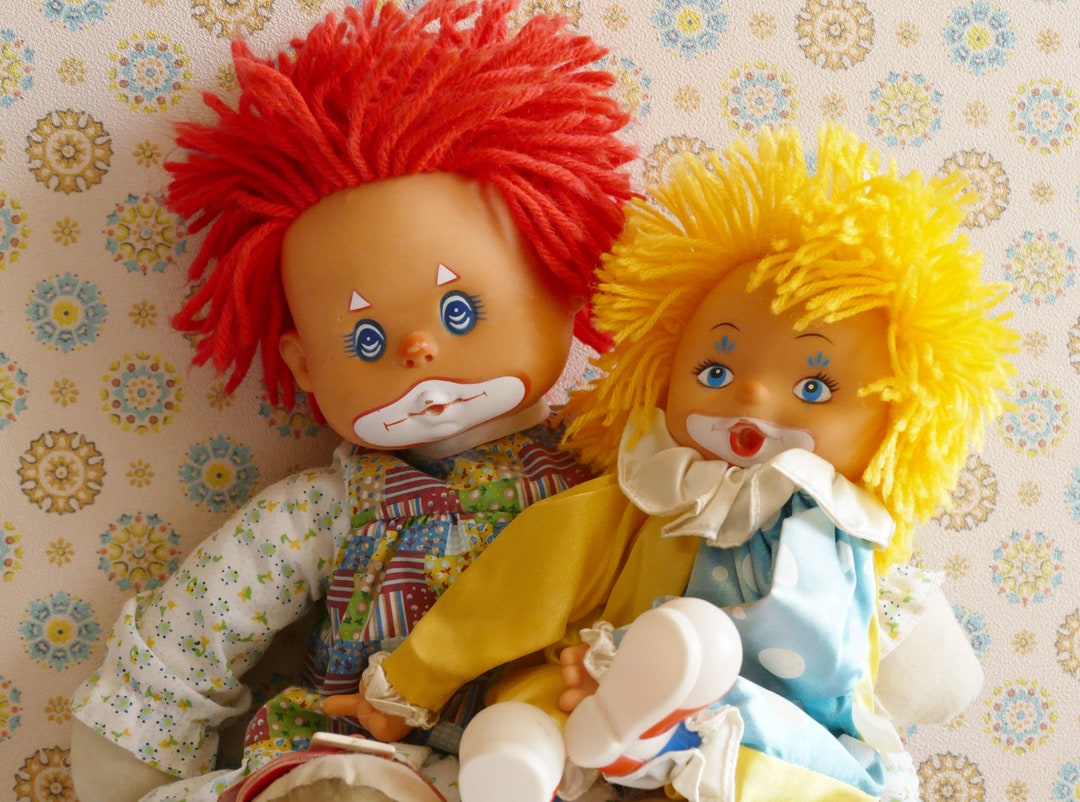 1980's Yarn Hair Clown Dolls Pair - Etsy