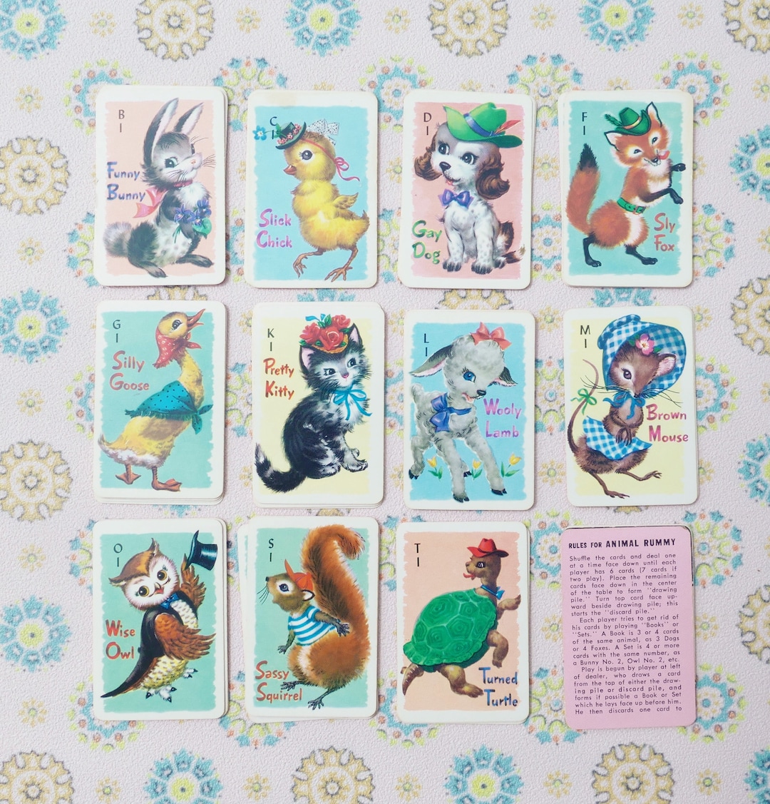 1950's Whitman Animal Rummy Card Game Complete Original Box - Etsy