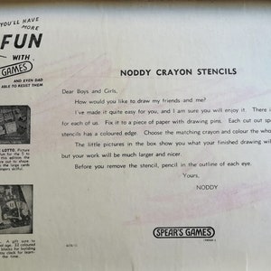 Vintage Enid Blyton's Noddy Crayon Stencils Original Box Spear's Games ...