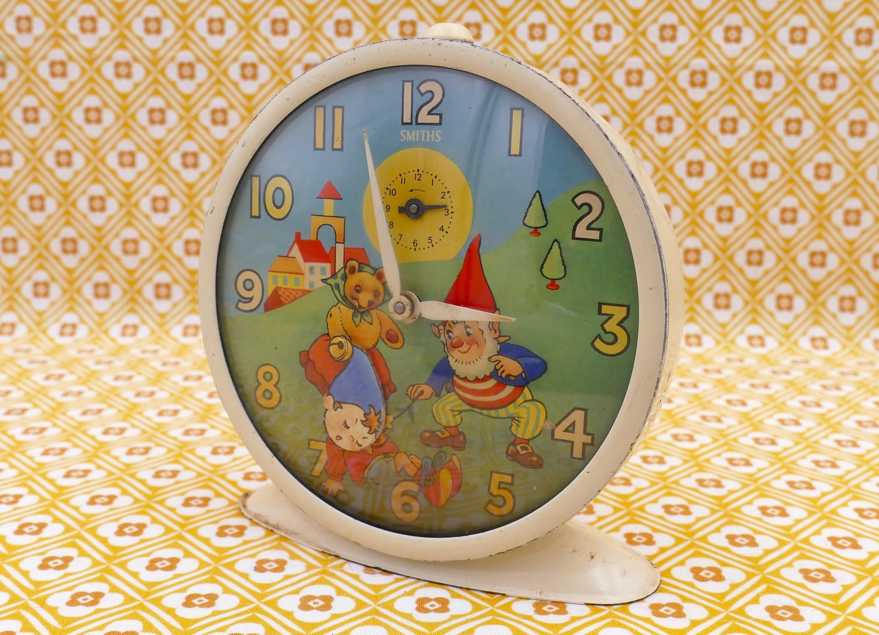 Vintage Smiths Noddy Big Ears Metal Animated Alarm Clock Great Britain ...