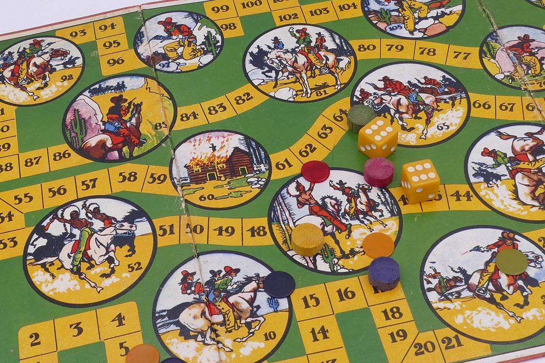 Vintage 1940's Cowboy and Indians Themed Board Game - Etsy
