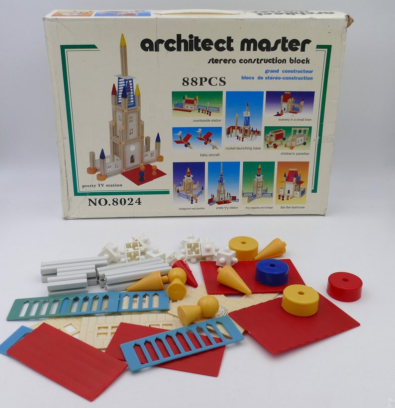 Vintage 1970's Architect Master Sterero Construction Block Building Toy ...