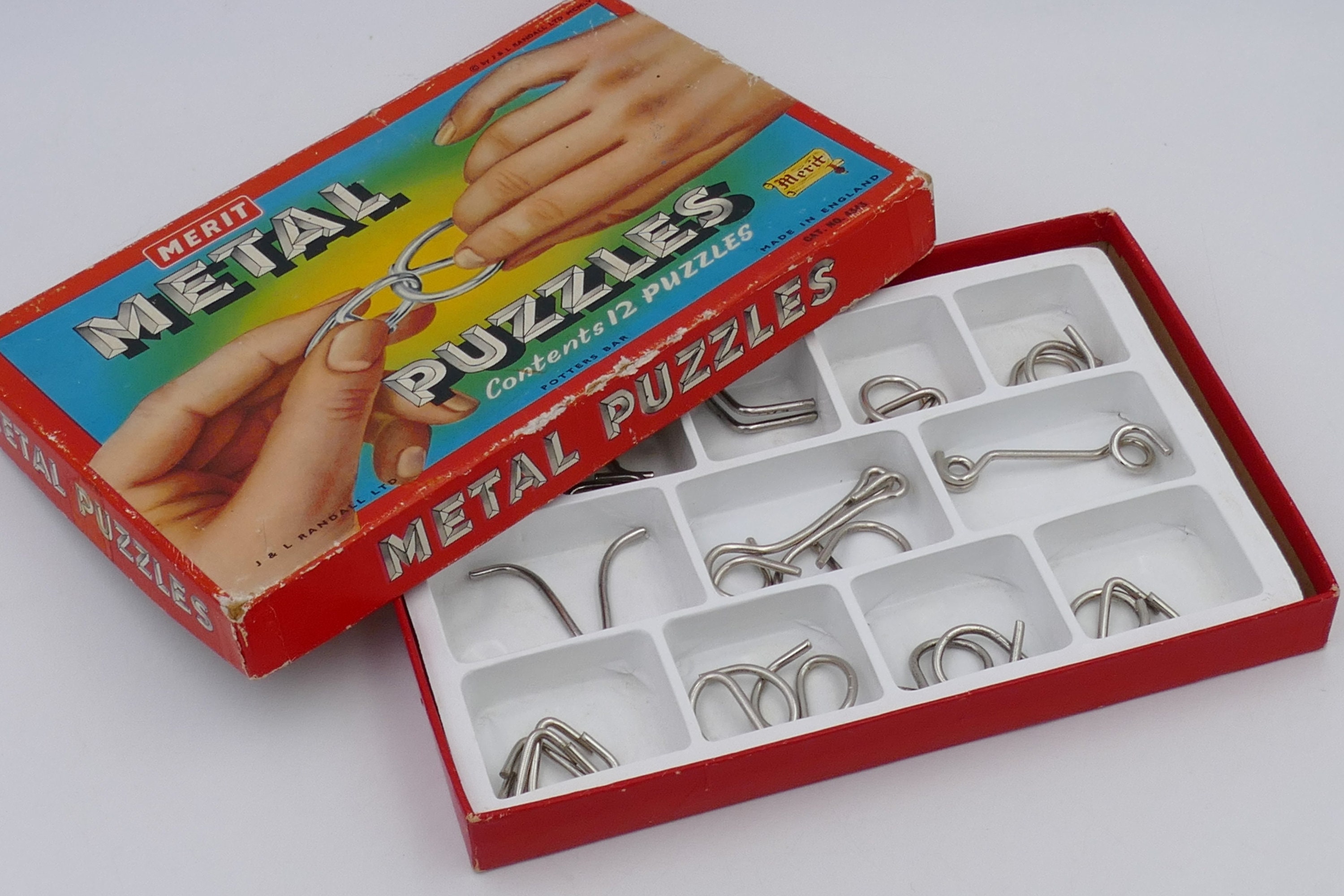 Vintage 1955 Metal Puzzles Brain Teaser Original Box Merit Etsy UK
