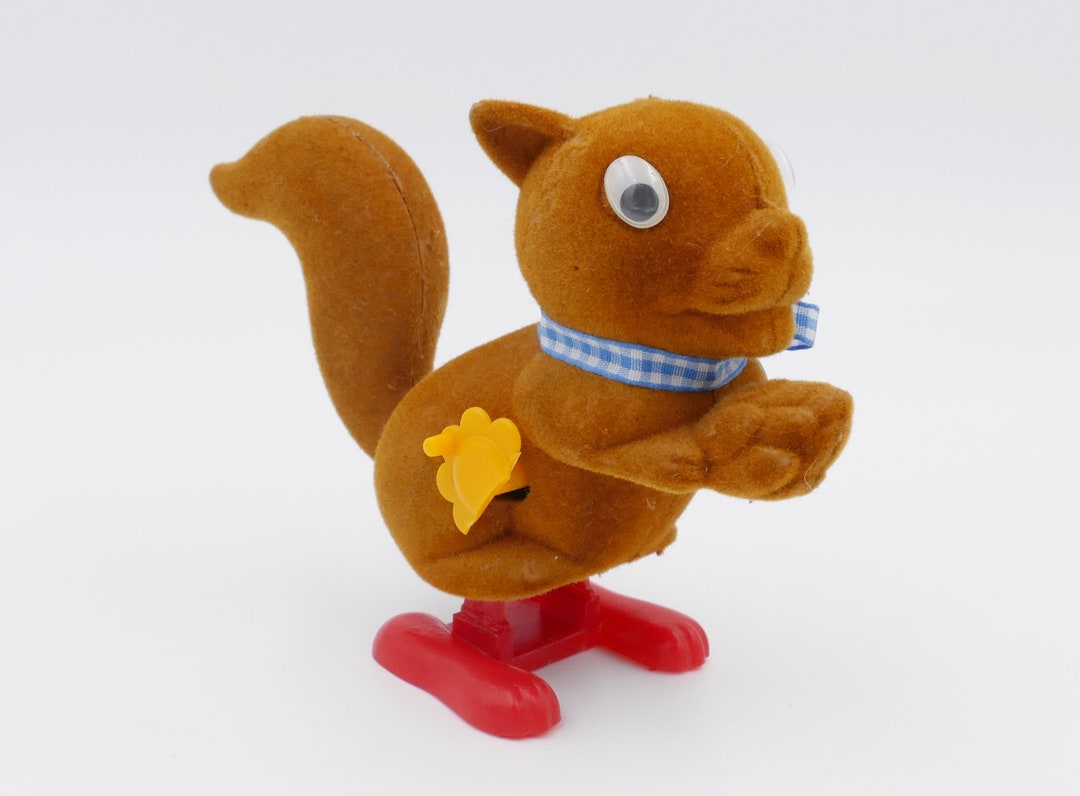 Flocked 1970's Wind-up Flocked Squirrel Novelty Toy - Etsy