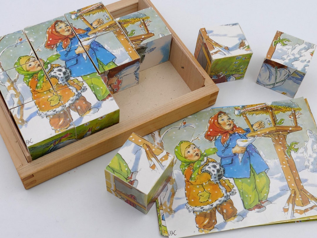 Vintage Children's Six Sided Wooden Block Puzzle Cube Puzzle - Etsy