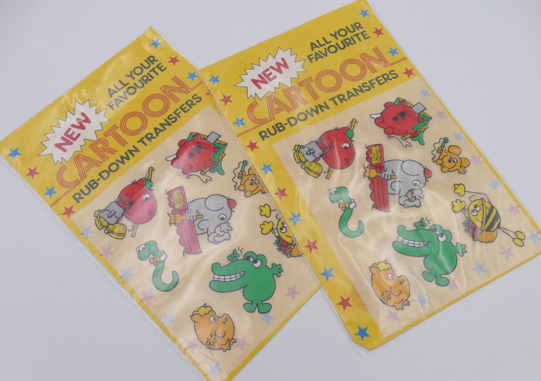 Vintage 1980's Cartoon Rub Down Transfers Original Packaging Kawaii - Etsy