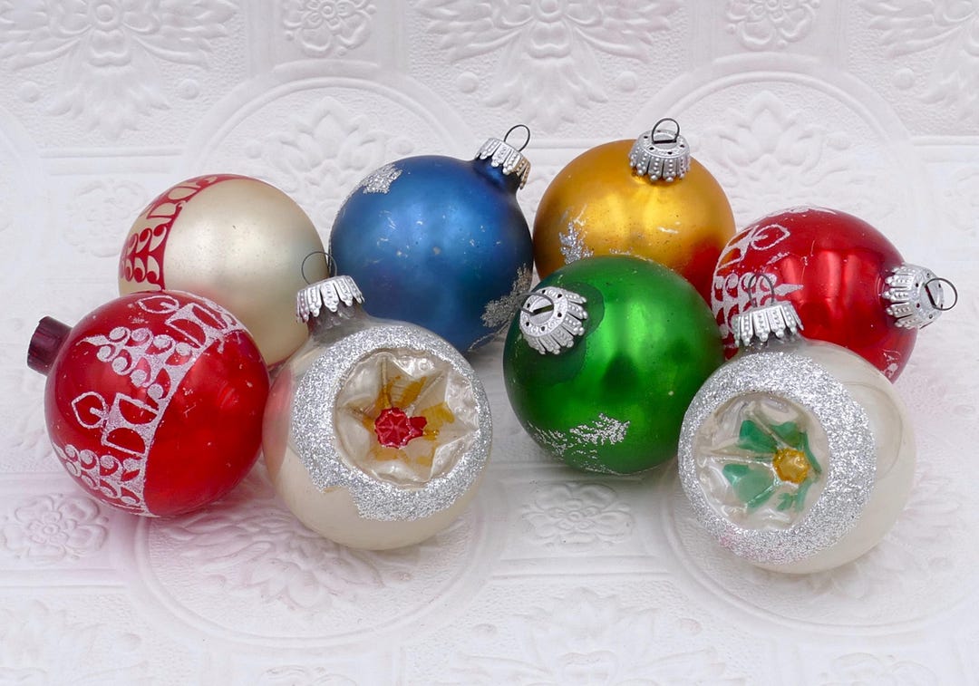 Set of Seven Vintage West Germany Mercury Glass Christmas Baubles ...