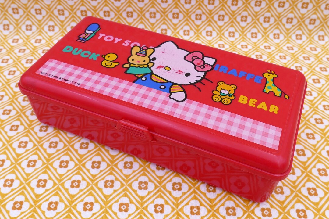 1984 Vintage Sanrio Kawaii Hello Kitty Pencil Case Storage Box Japan ...