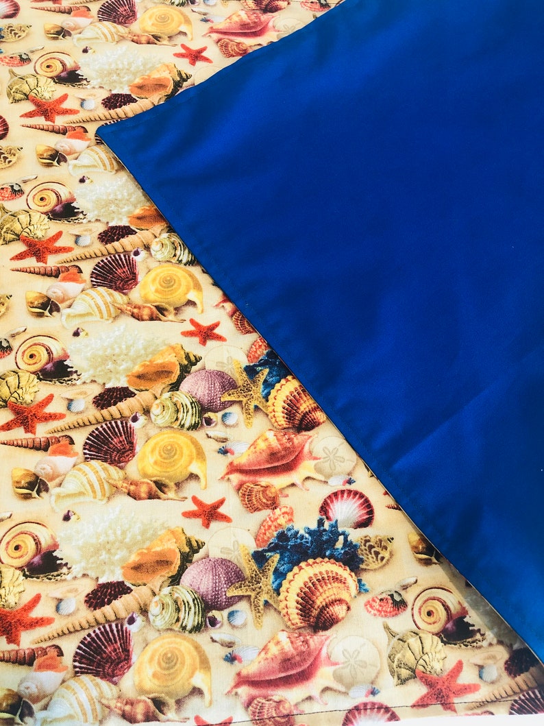 Beautiful Beach Shells Theme Table Runner Sea Shells, Blue, Lined ...