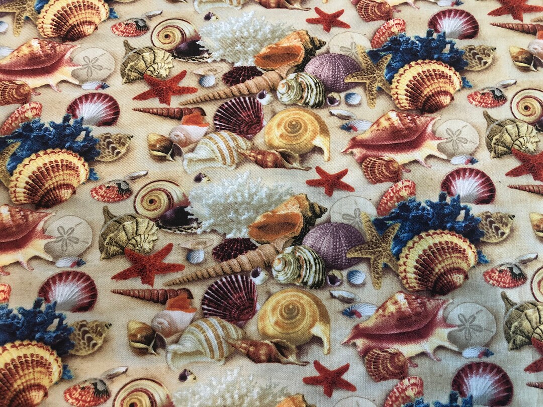 Beautiful Beach Shells Theme Table Runner Sea Shells, Blue, Lined ...