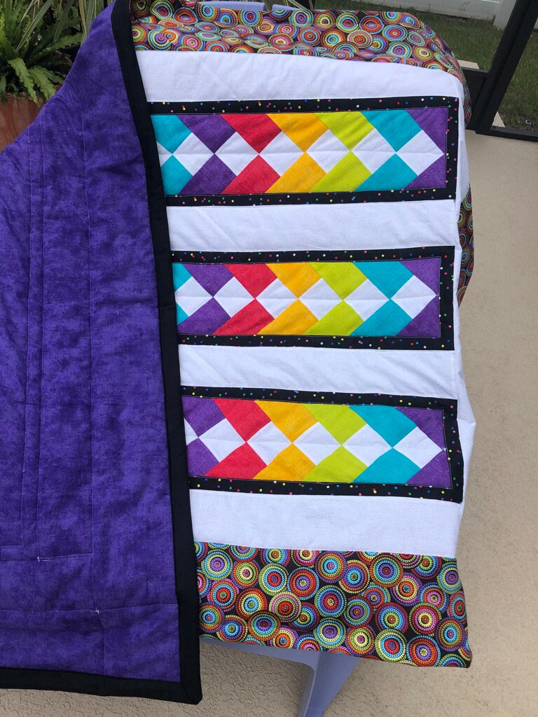 Beautiful Handmade Rainbow Quilt Throw. - Etsy