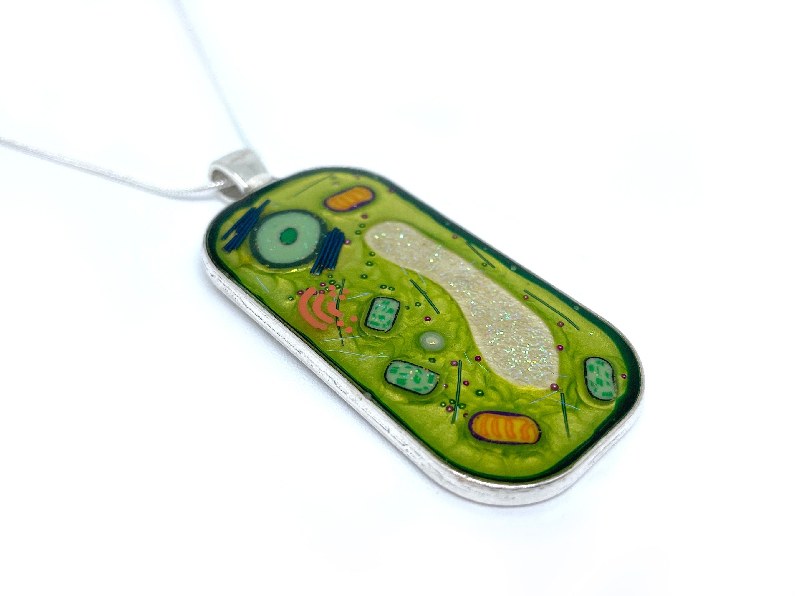 Plant Cell Pendant Necklace - Silver - Art Necklace, Biology Jewellery ...