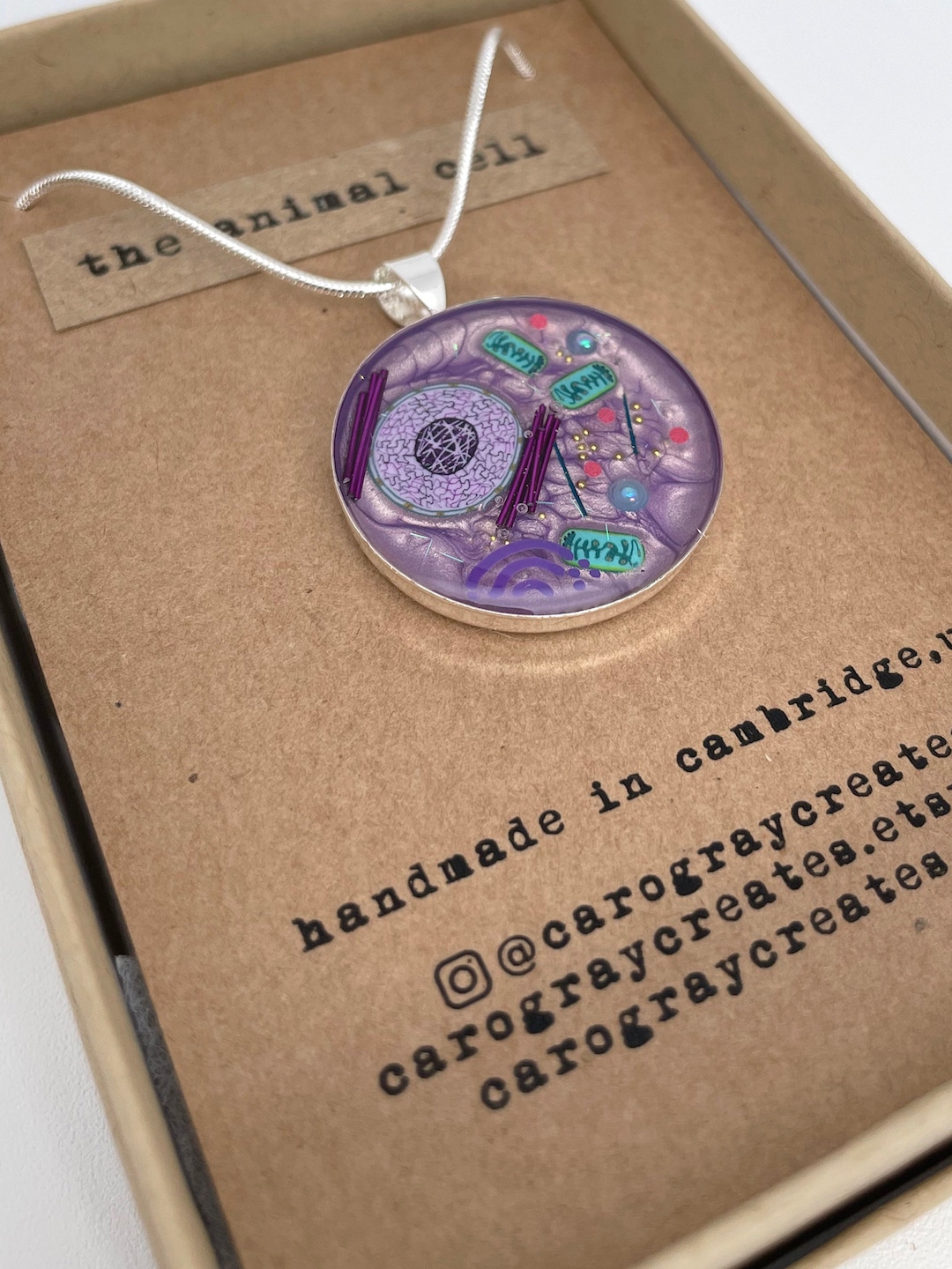 PURPLE Animal Cell Pendant Necklace - Art Necklace, Biology Jewellery ...