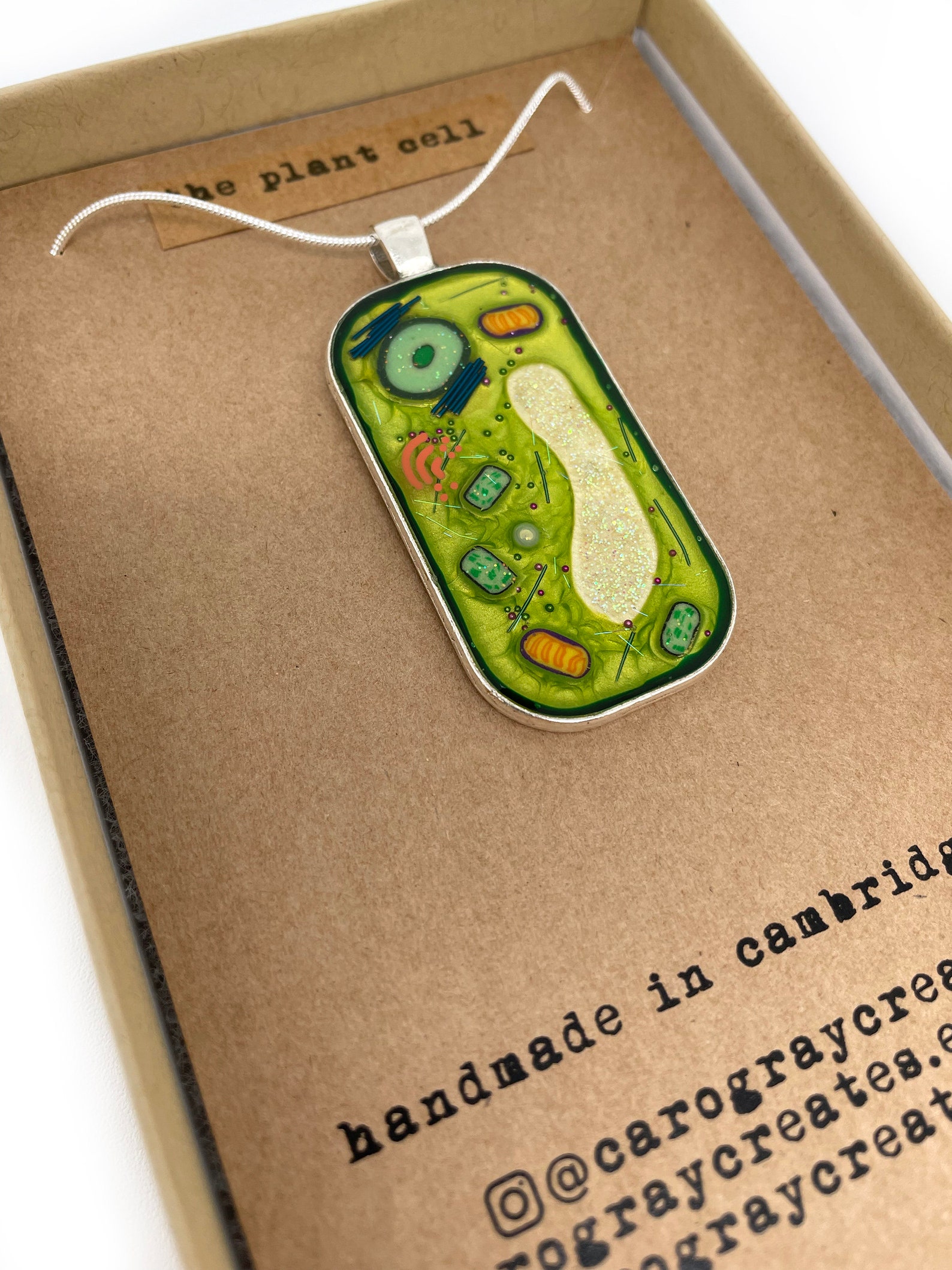 Plant Cell Pendant Necklace - Silver - Art Necklace, Biology Jewellery ...