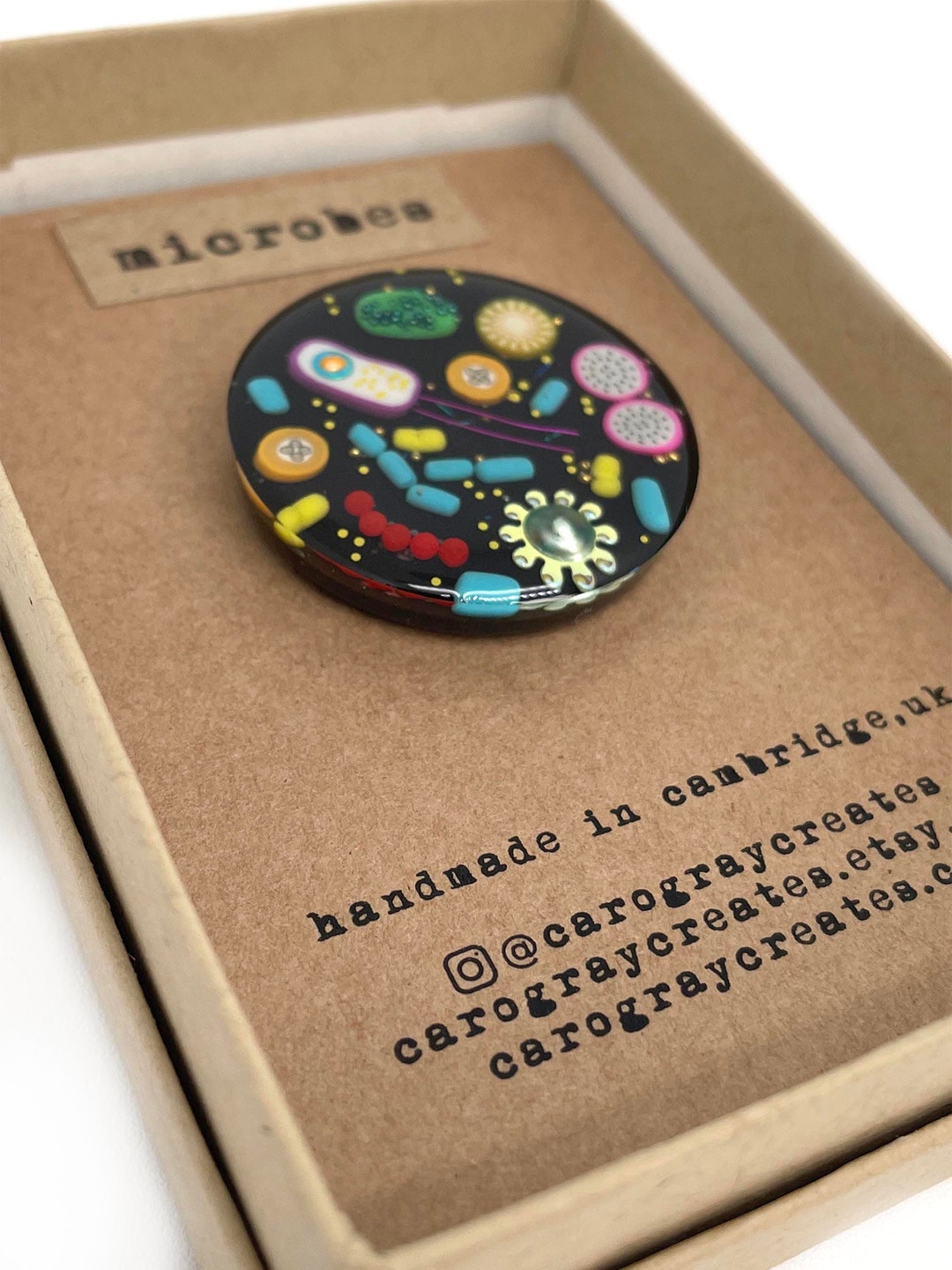 Microbe Brooch (BLACK) - Hand Crafted Brooch, Biology Jewellery ...