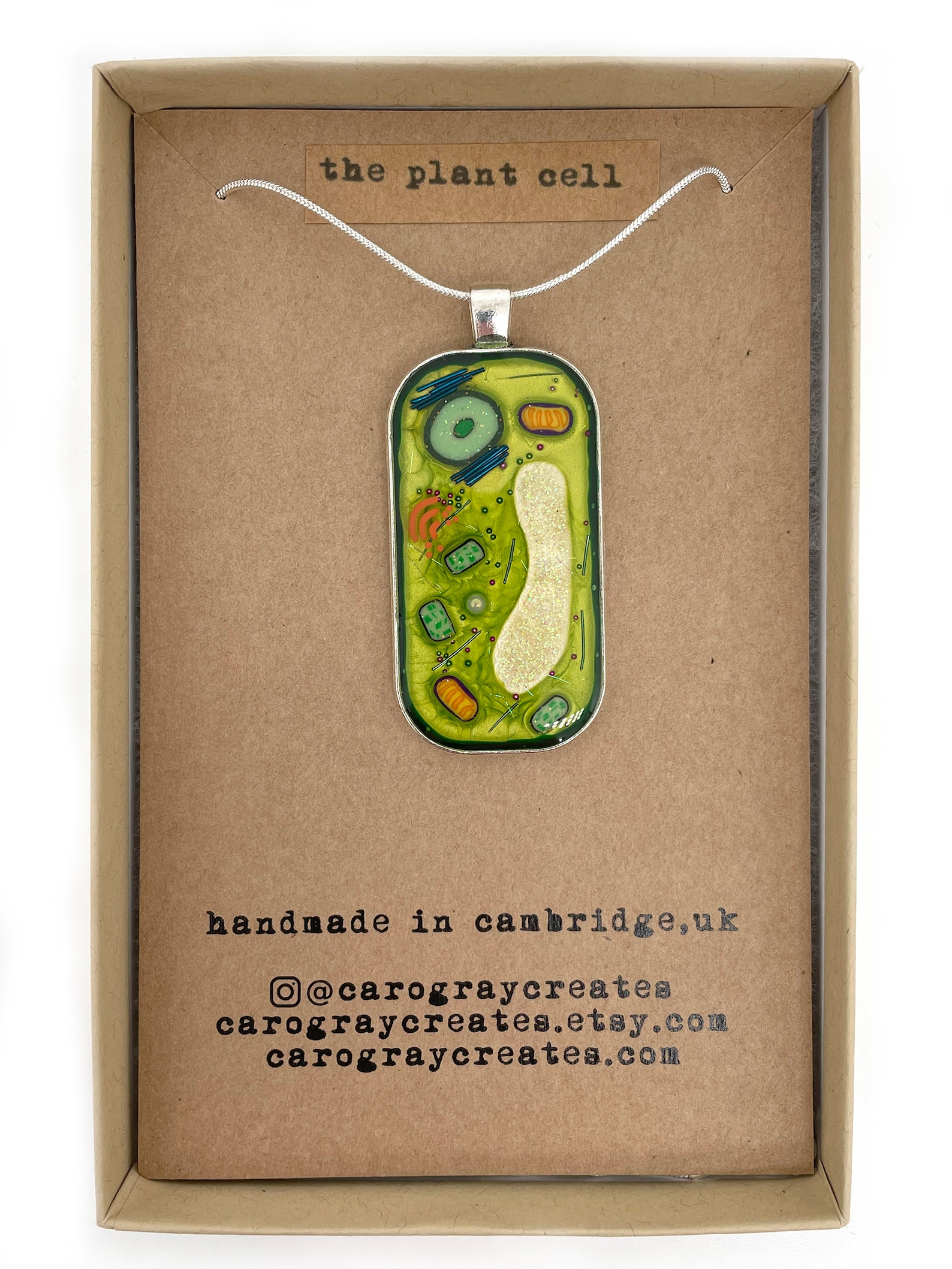 Plant Cell Pendant Necklace - Silver - Art Necklace, Biology Jewellery ...