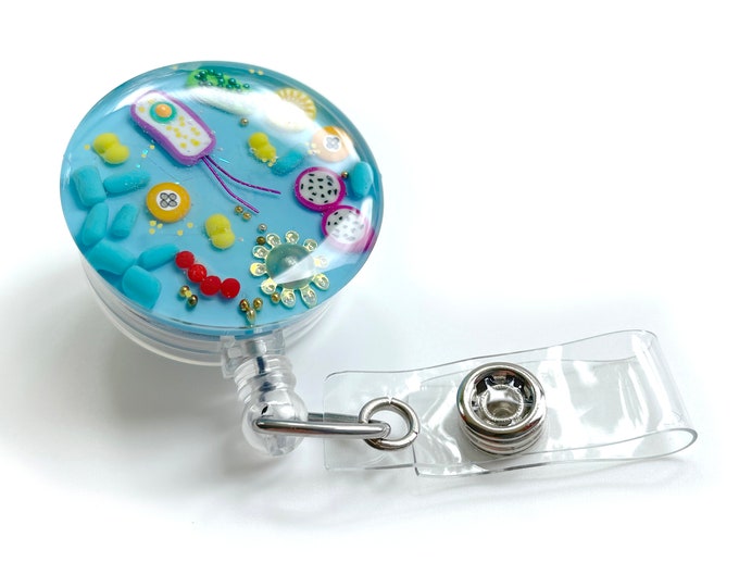 Microbe Badge Reel - Retractable ID, Science Gift, Science Badge Reel ...
