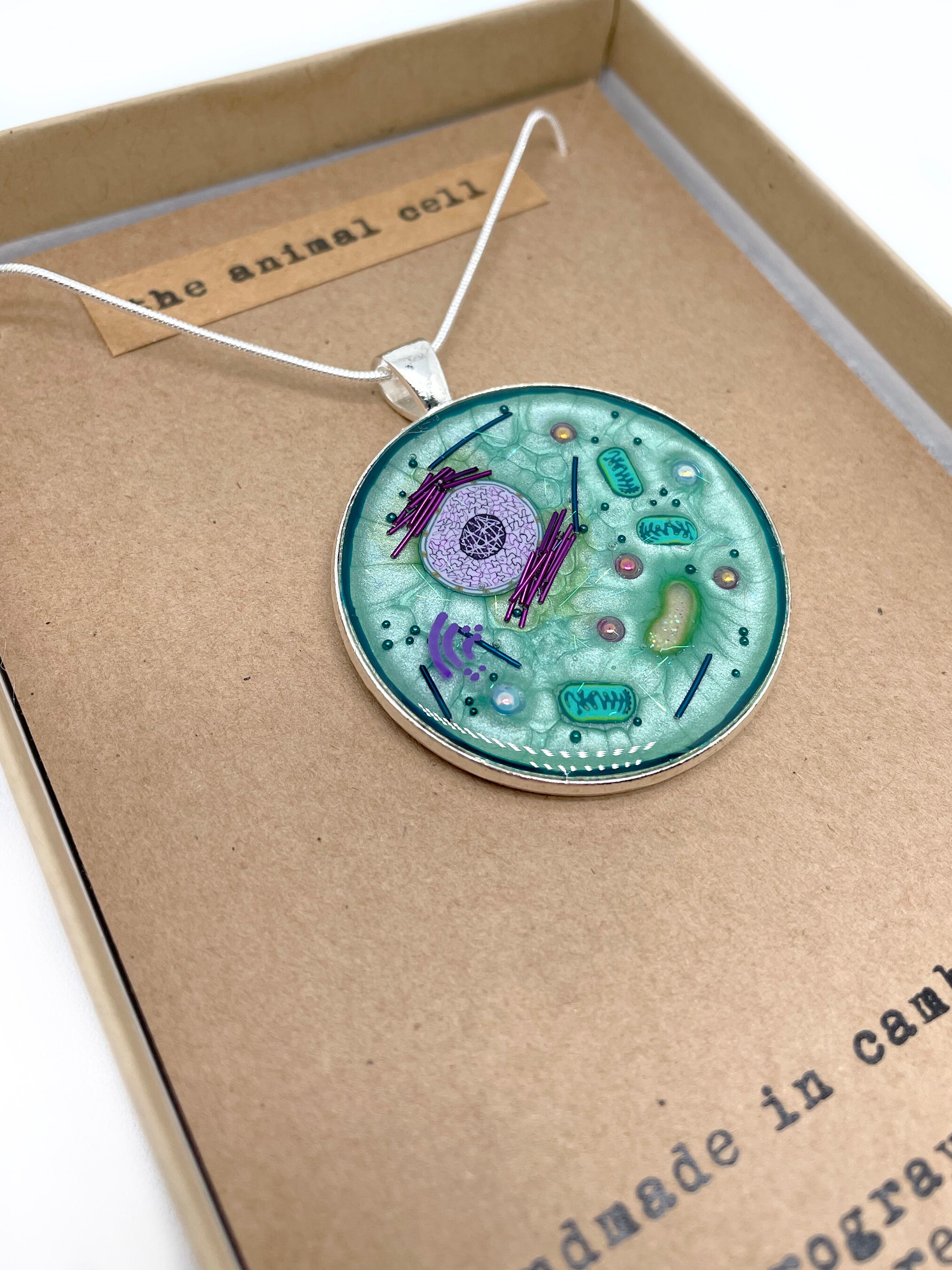 Animal Cell Pendant Necklace - Silver - Art Necklace, Biology Jewellery ...