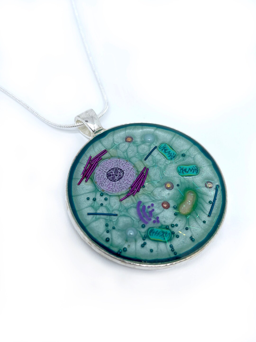 Animal Cell Pendant Necklace Silver Art Necklace, Biology Jewellery ...