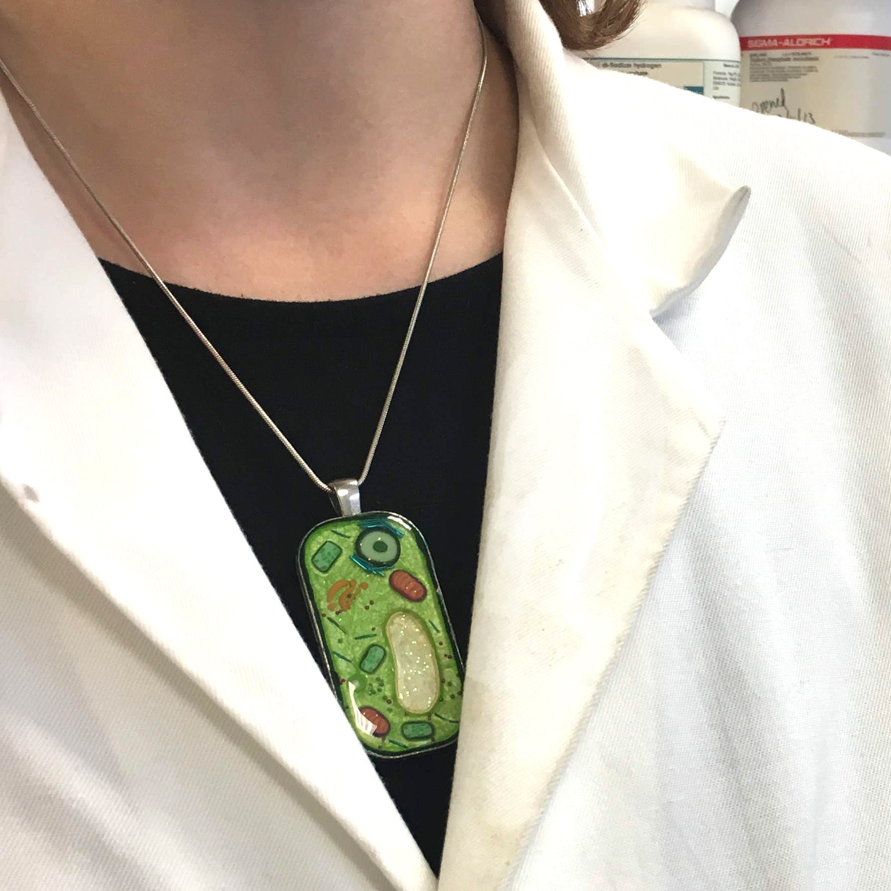 Plant Cell Pendant Necklace - Silver - Art Necklace, Biology Jewellery ...