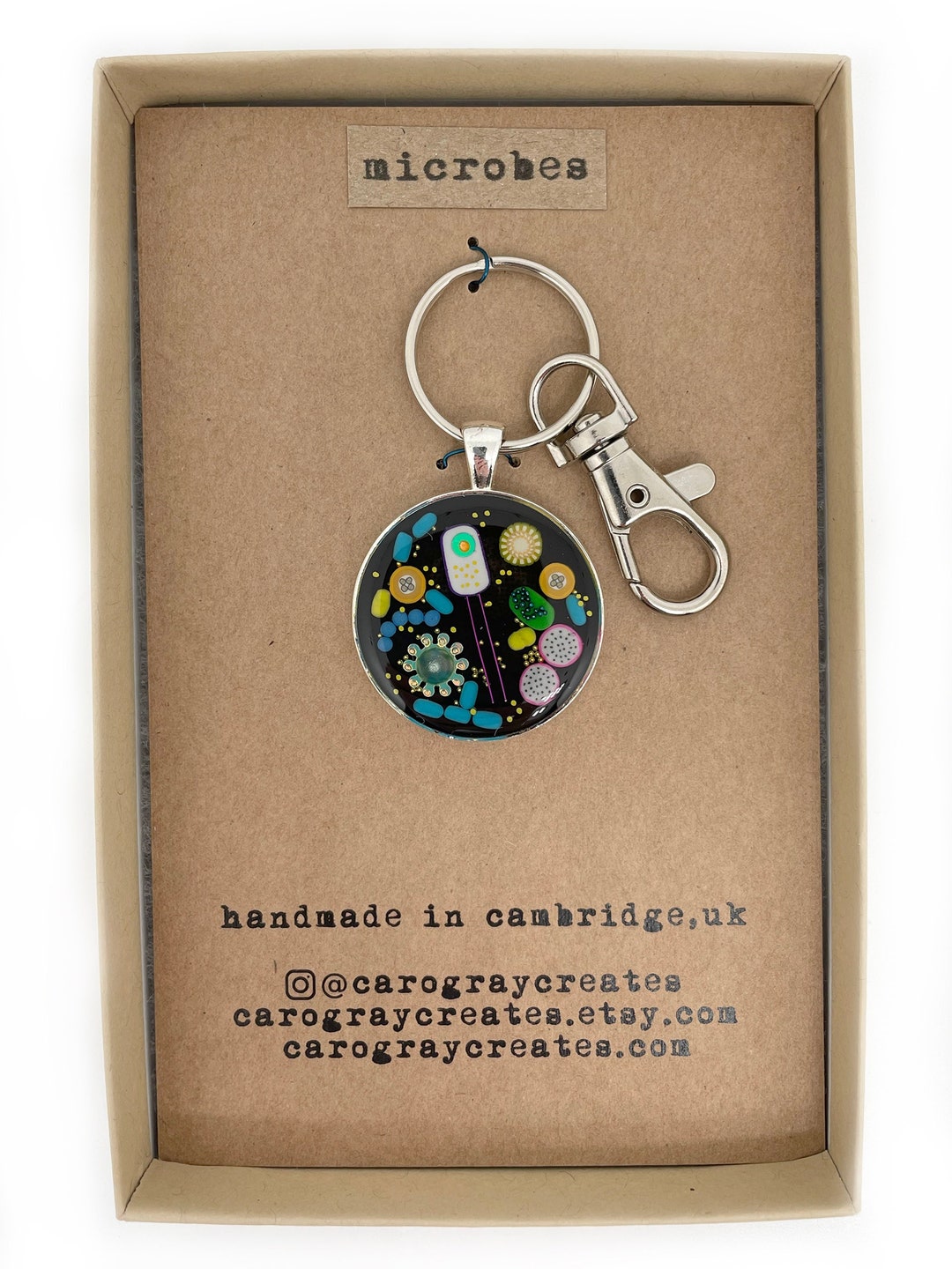 Microbe Key Chain (BLACK) Microbiome, Biology Key Ring, Microbiologist ...