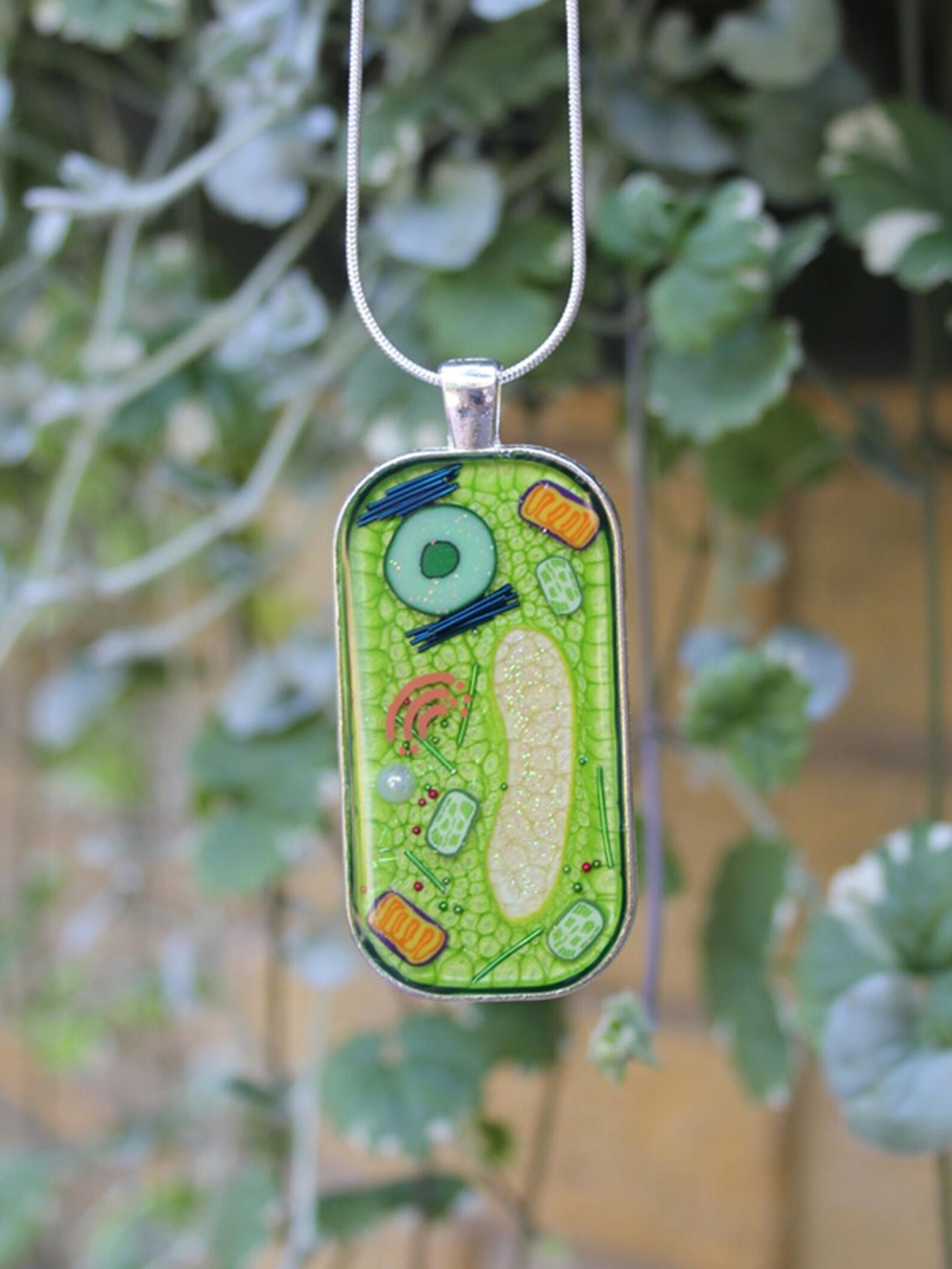 Plant Cell Pendant Necklace - Silver - Art Necklace, Biology Jewellery ...
