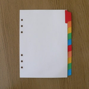 Filofax A5 Organiser Dividers With 10 Multicoloured Mylar Tabs - Etsy