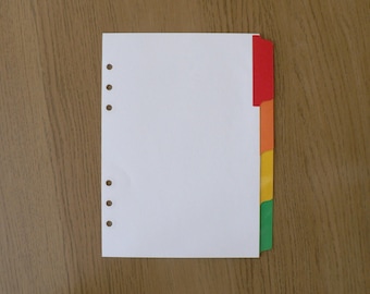 Filofax A5 Organiser Dividers With 5 Multicoloured Mylar Tabs | Etsy