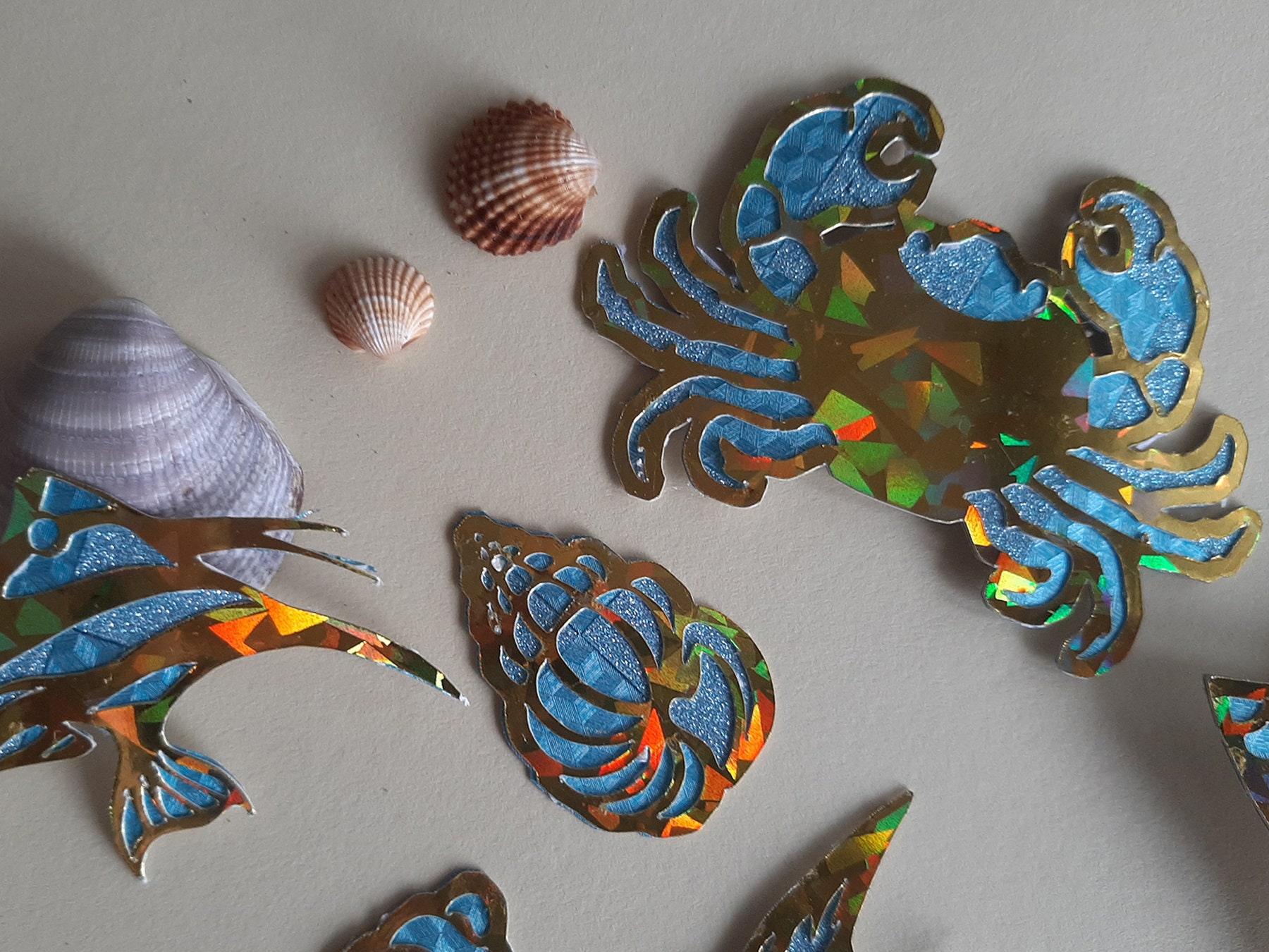 7 Pcs Mermaid Ocean Animals Gold Glitter Stickersmermaid - Etsy