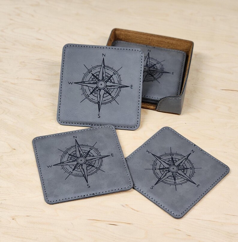 Rustic and Gold Nautical Compass Coasters, Sailing Gifts, Boating Gift ...