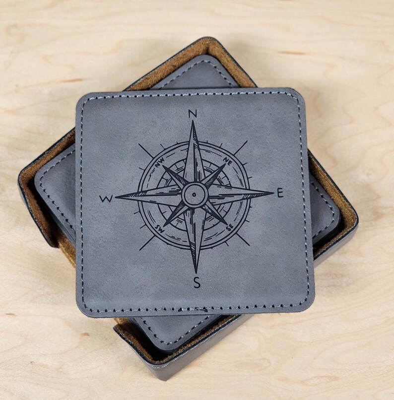 Rustic and Gold Nautical Compass Coasters, Sailing Gifts, Boating Gift ...