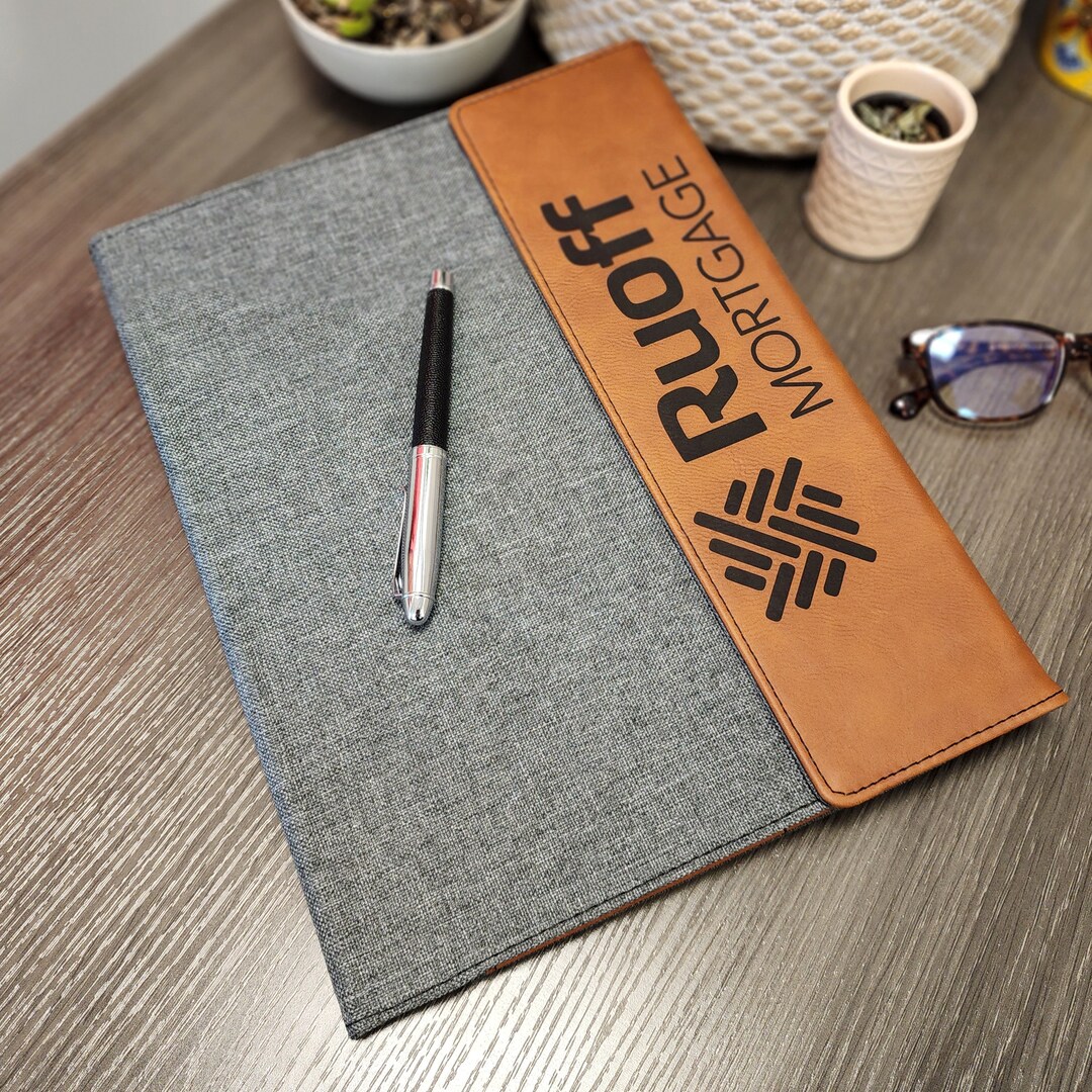 Set of 12 Leather & Canvas Portfolio Notepads, Bulk Order, Small ...