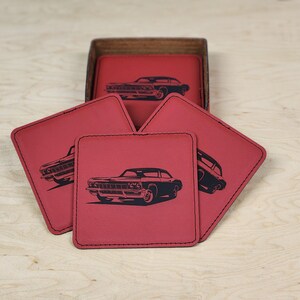 Custom Classic Car Engraved Coaster Set, Car Gifts for Him, Gift for ...