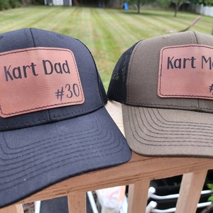 Custom Go-kart Trucker Hat Leather Patch, Design Your Own, Mom and Dad ...