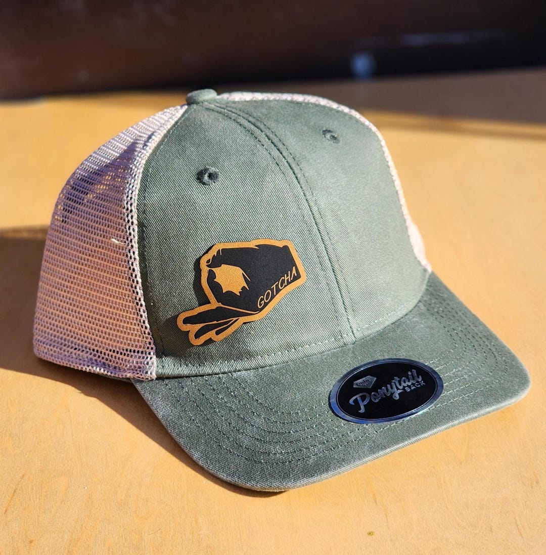 GOTCHA Game Patch Ponytail Hat, Olive Green Mesh Dad Cap - Etsy