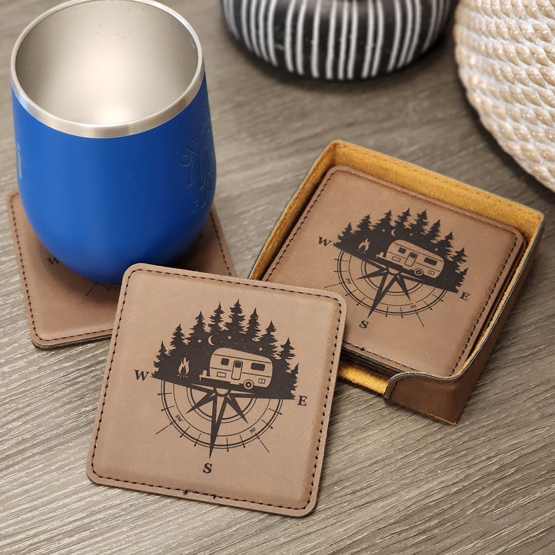 RV Camper Travel Trailer Coasters Forests and Compass, Great for Rving ...