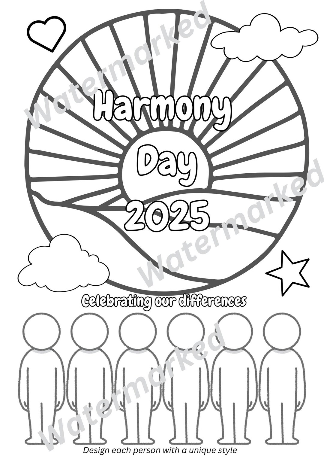 Harmony Day Printable Activity Colouring Page for Kids, School, Fun ...
