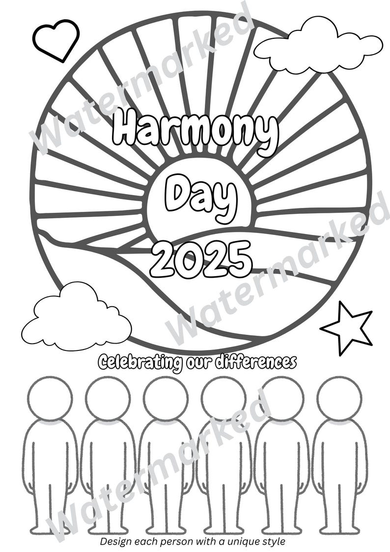 Harmony Day Printable Activity Colouring Page for Kids, School, Fun ...