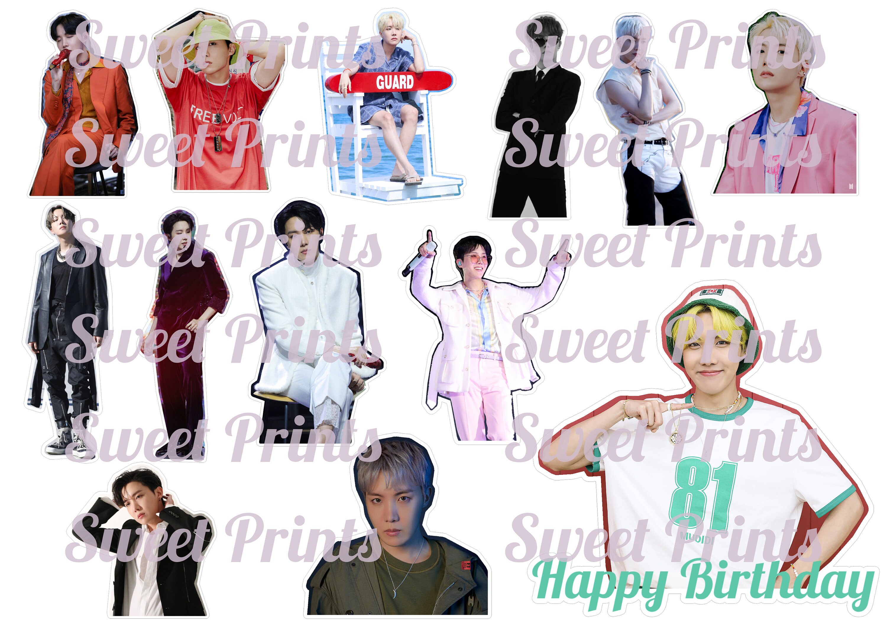 BTS J-hope Cake Topper and Cupcake Toppers Set PDF Instant Download ...