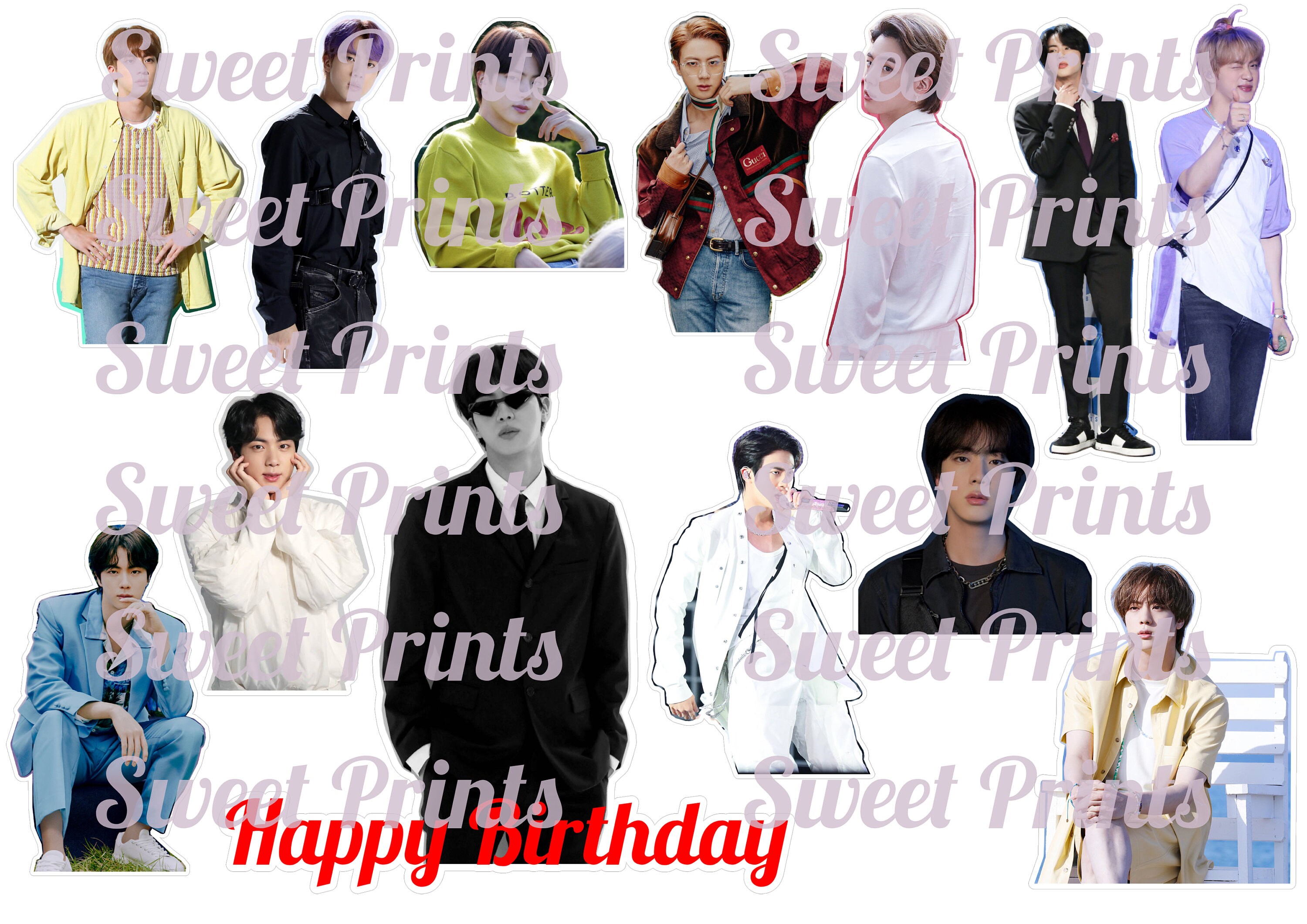 BTS Jin Cake Topper and Cake Toppers Set PDF Instant Download Printable ...