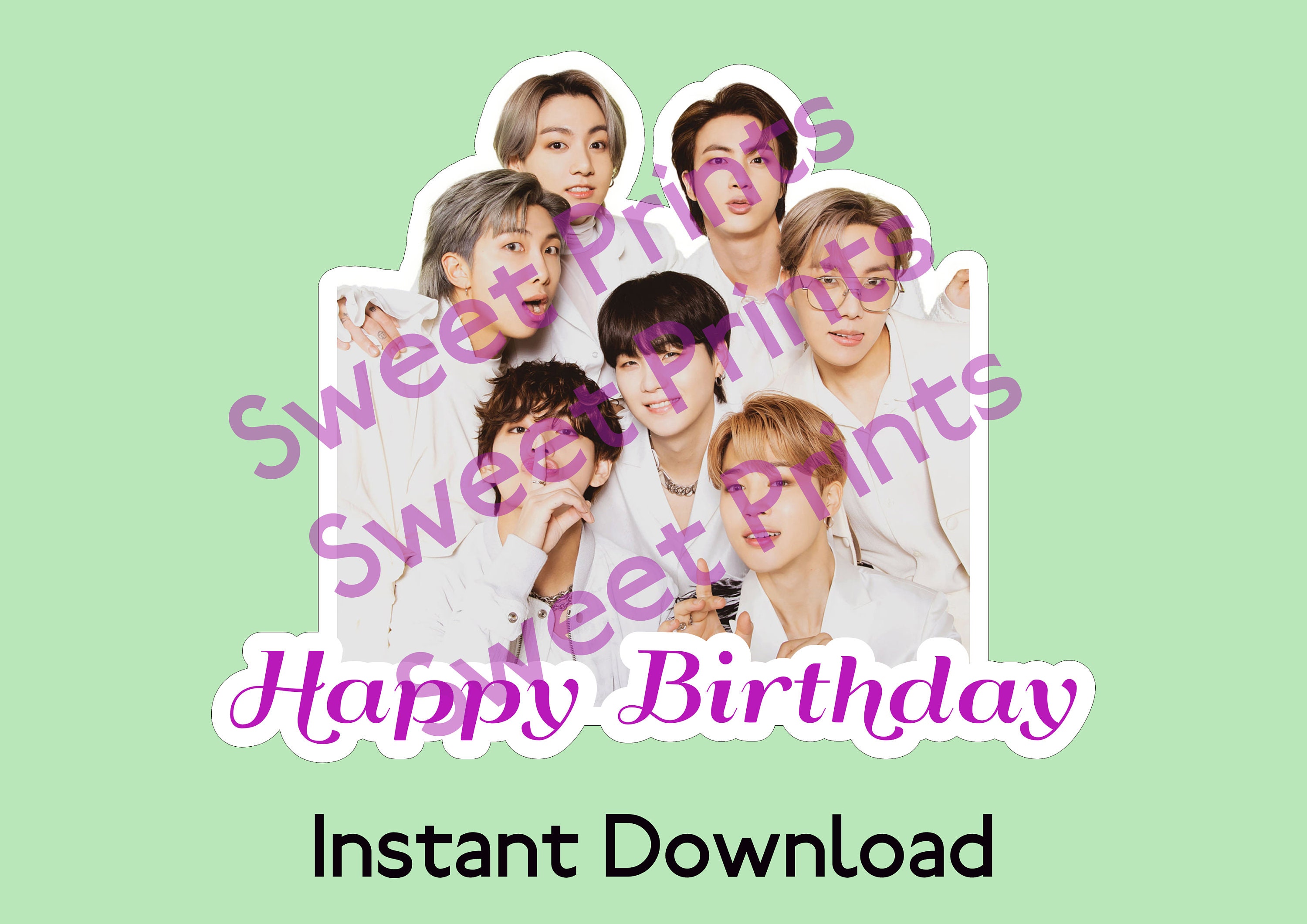 BTS Party Cake Topper PDF Instant Download Printable Birthday Party ...