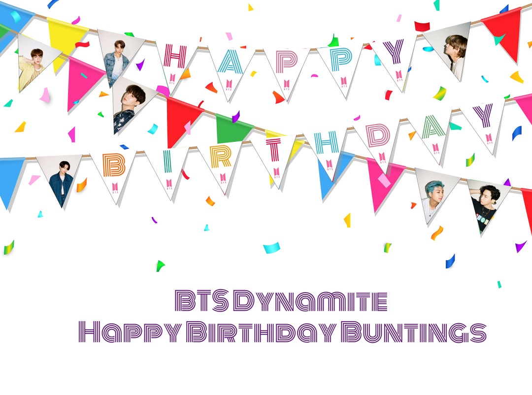 BTS Dynamite Birthday Buntings Cupcake Topper Set PDF Instant Download ...