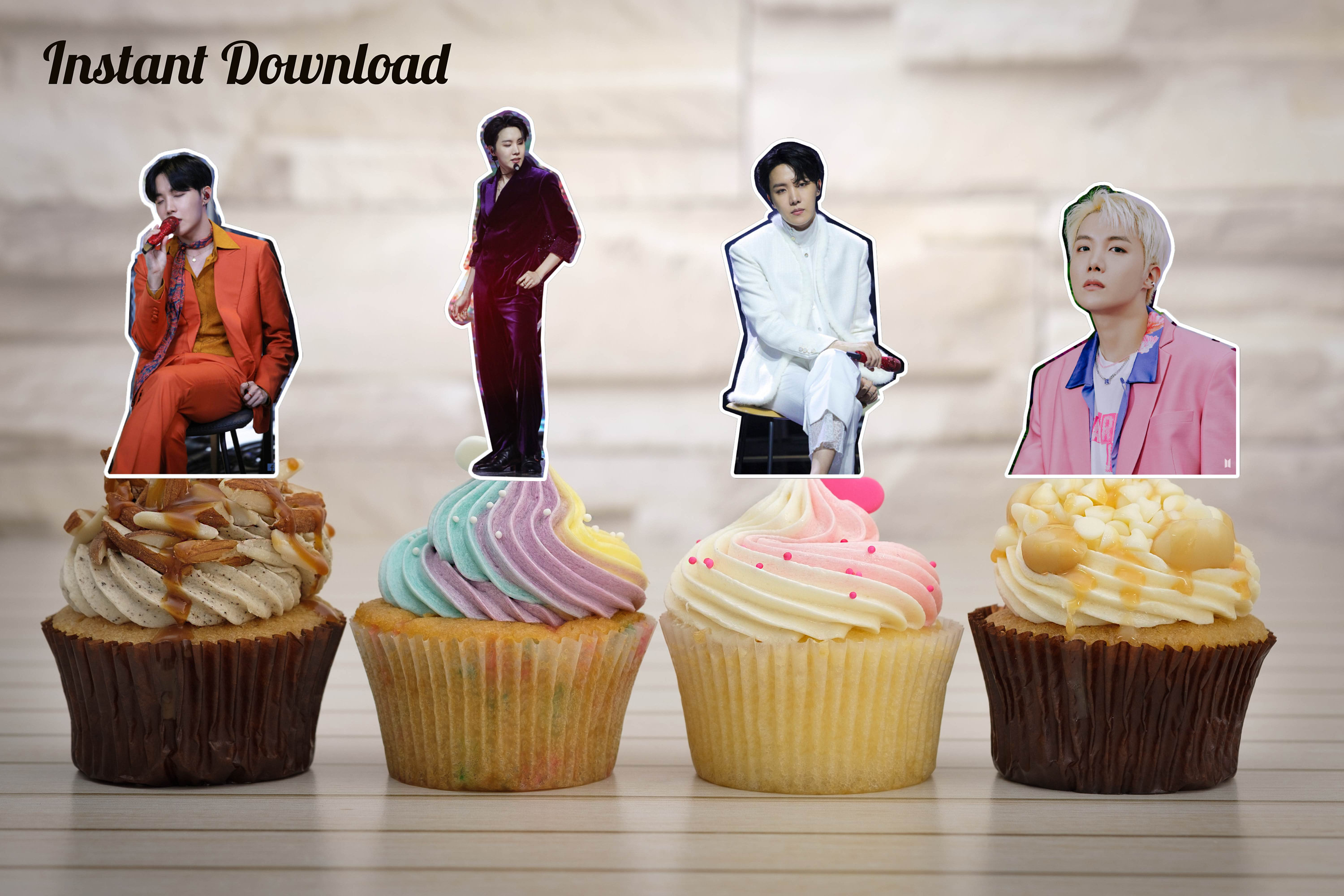 BTS J-hope Cake Topper and Cupcake Toppers Set PDF Instant Download ...