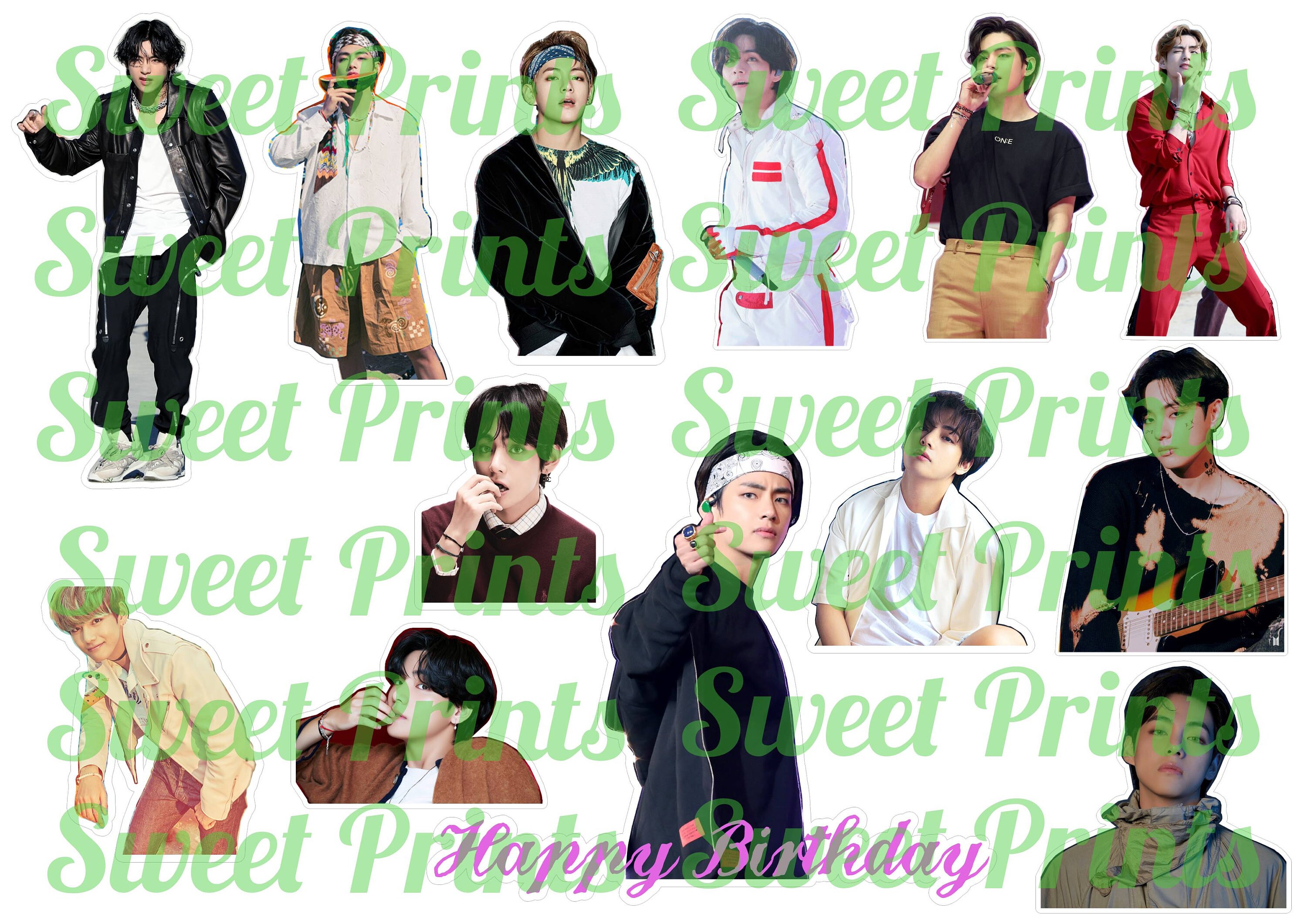 BTS V Kim Taehyung Cake Topper and Cupcake Toppers Set PDF Instant ...