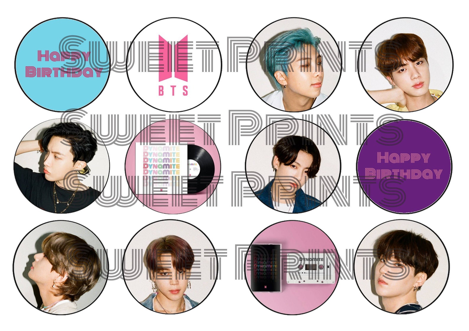 BTS Dynamite Cupcake Toppers PDF Instant Download Printable - Etsy