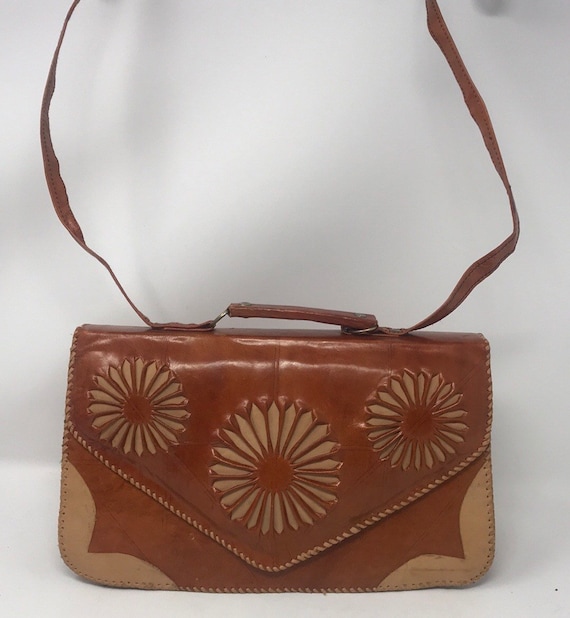 Vintage leather hand crafted handbag,Leather purse,Vi… - Gem