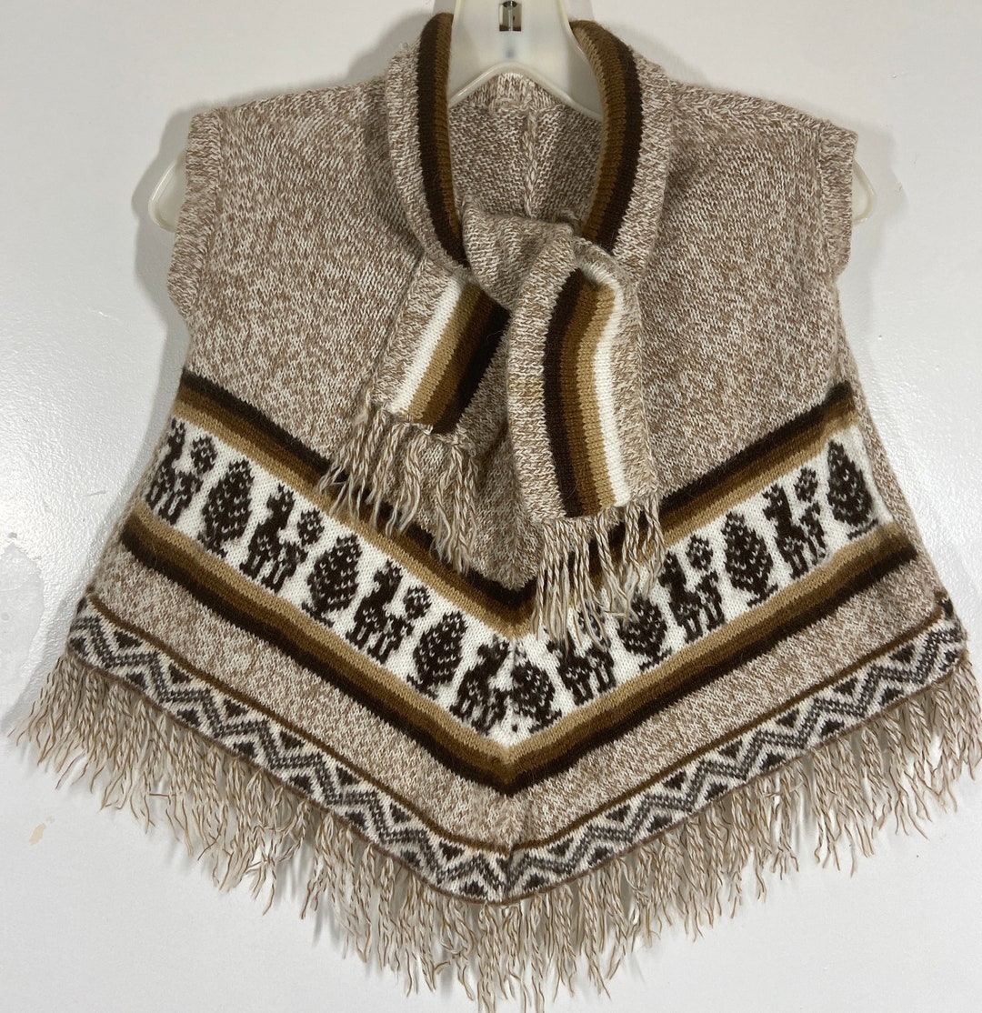Poncho Type Sweater,girls Youth Sweater,sweater Poncho,peruvian Sweater ...