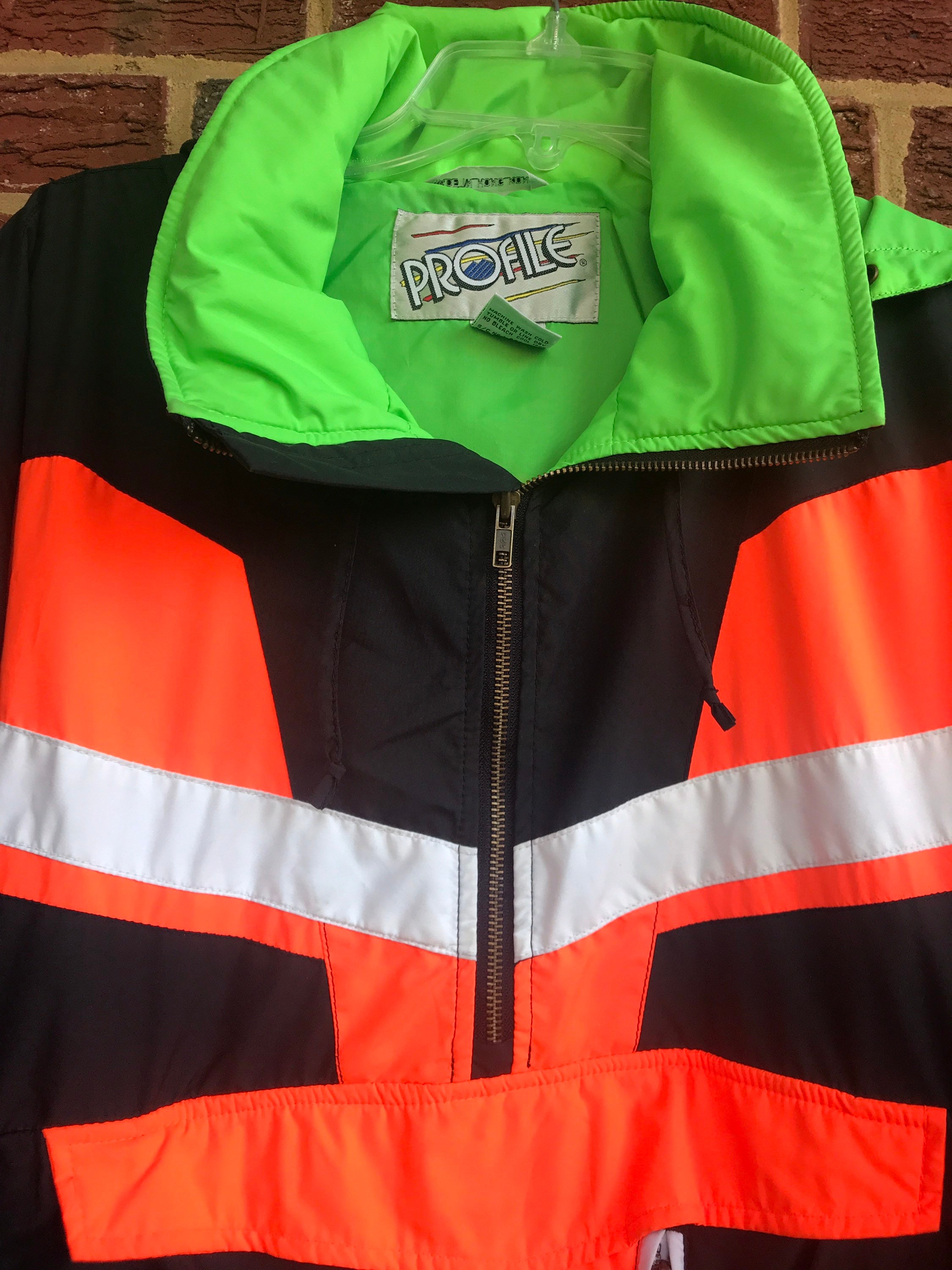 Vintage Neon Jacket Profile Jacket Windbreaker Vintage | Etsy
