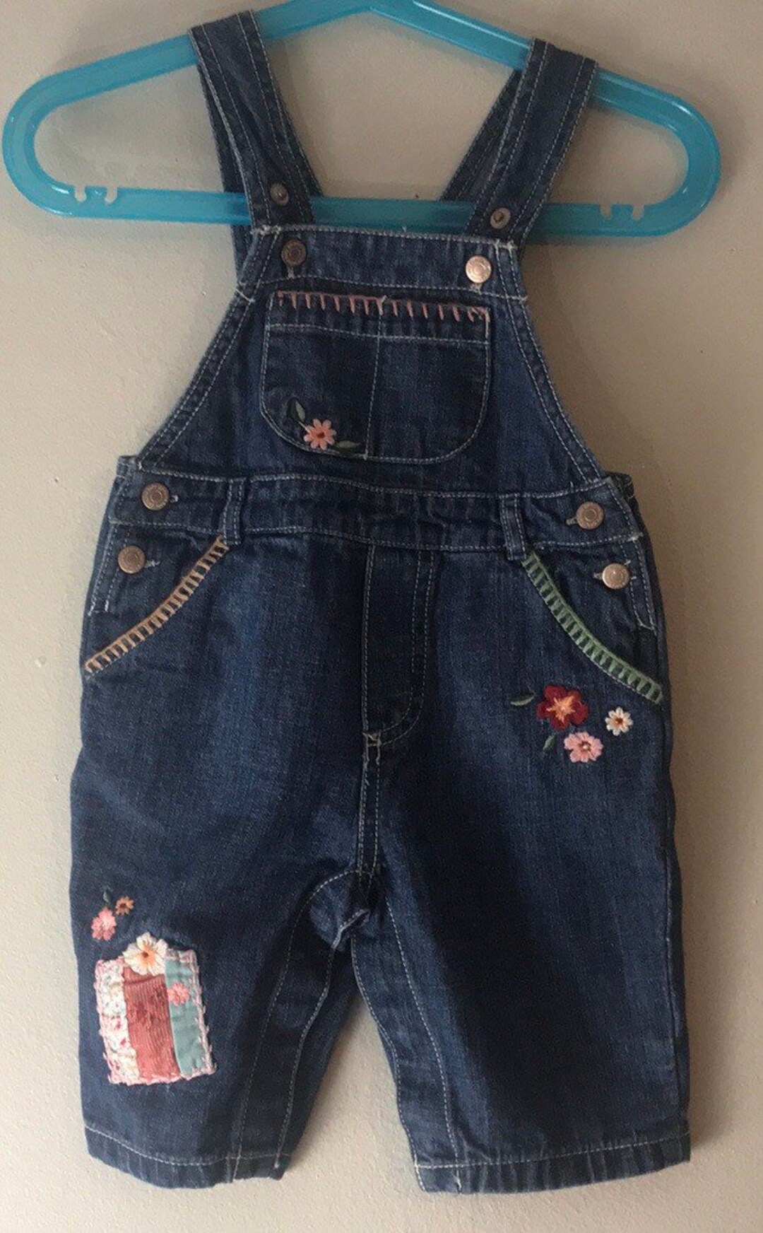 Oshkosh Genuine Baby Embroidered 6 Month Denim Overalls, Infant ...